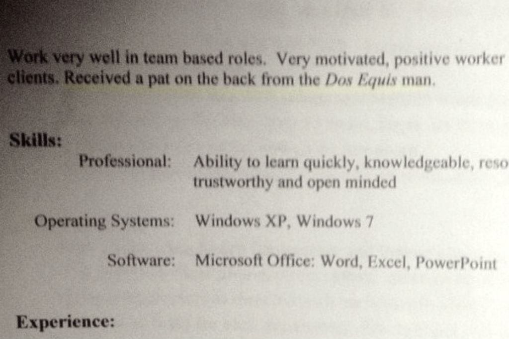 30 Hilarious Things People Have Put on Their Résumés