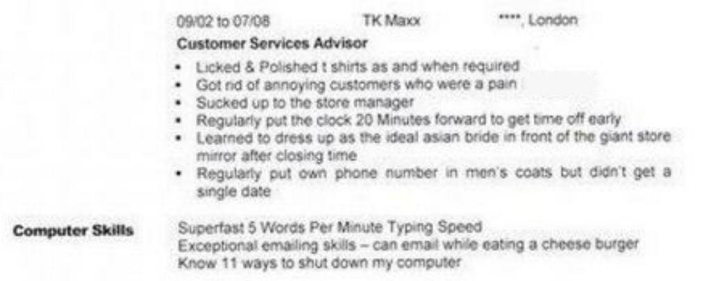 30 Hilarious Things People Have Put on Their Résumés