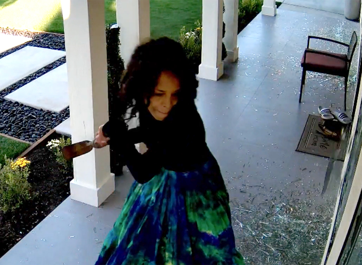 Woman Smashes up a California Home's Windows with Pickax